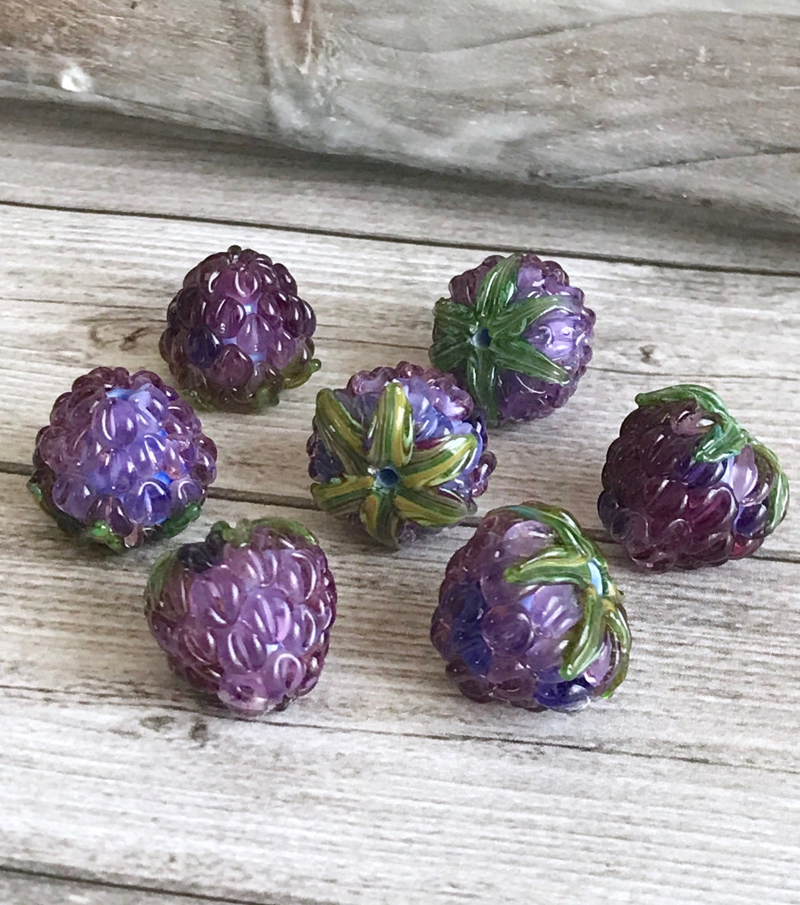 2 Pcs Blackberry Beads Glass Purple Raspberry Bead - Etsy