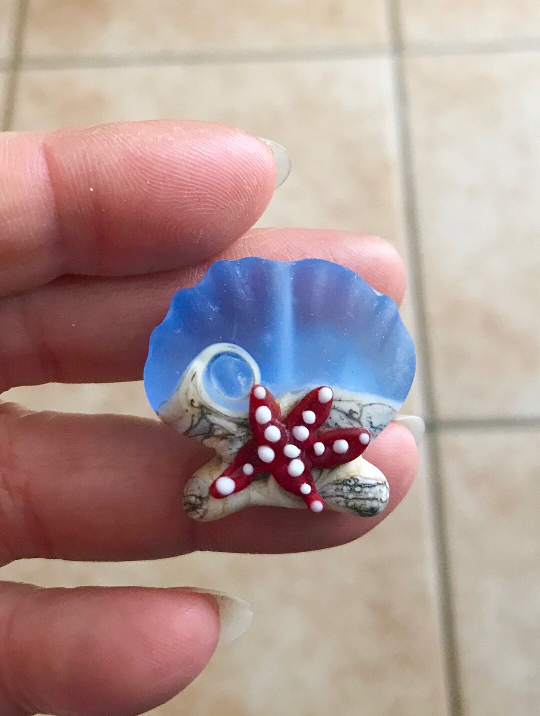 Sea Shell Handmade Lampwork Glass Bead, Marine Lampwork Bead - Etsy