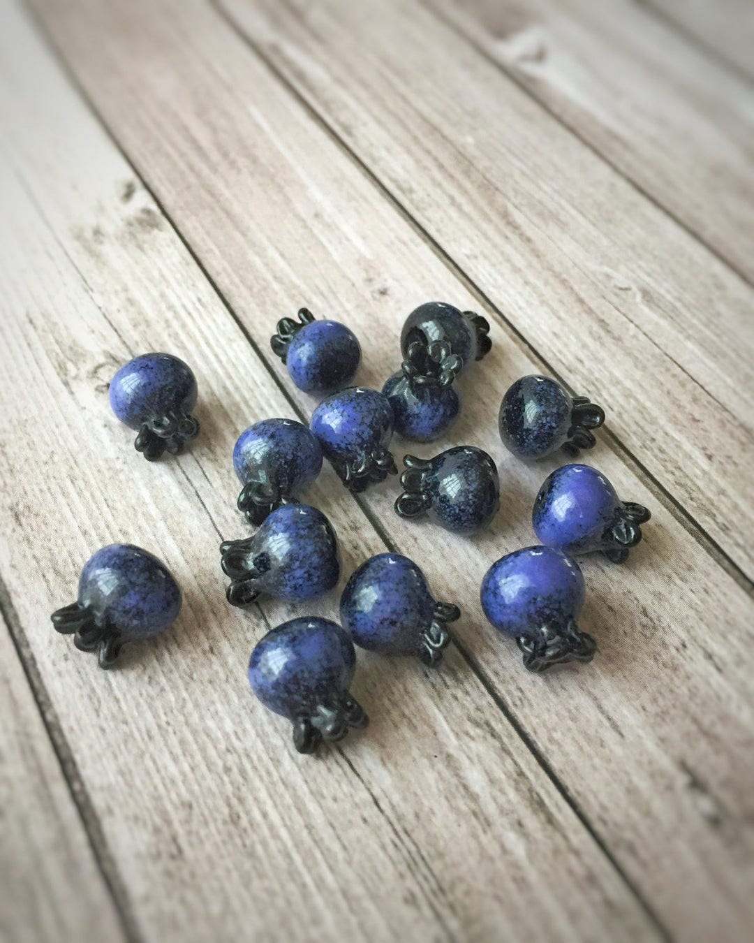 10 Pcs Blueberry Berry Beads,handmade Glass Lampwork Beads,beads for ...
