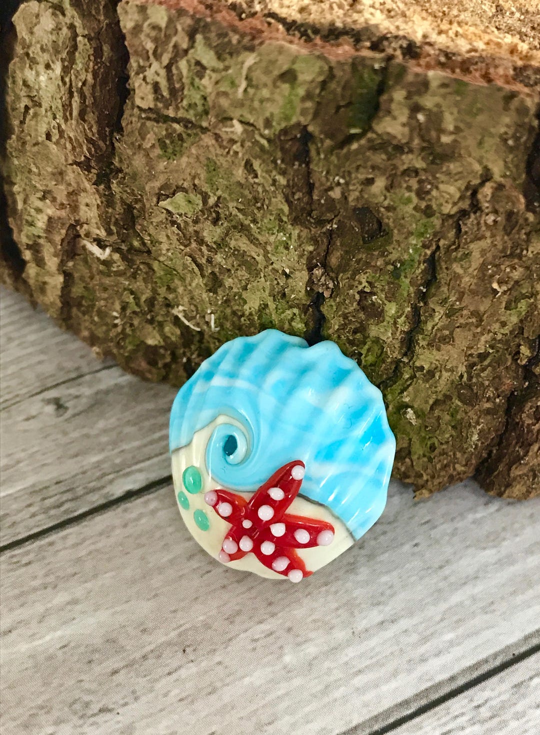 Sea Shell Handmade Lampwork Glass Bead, Marine Lampwork Bead - Etsy