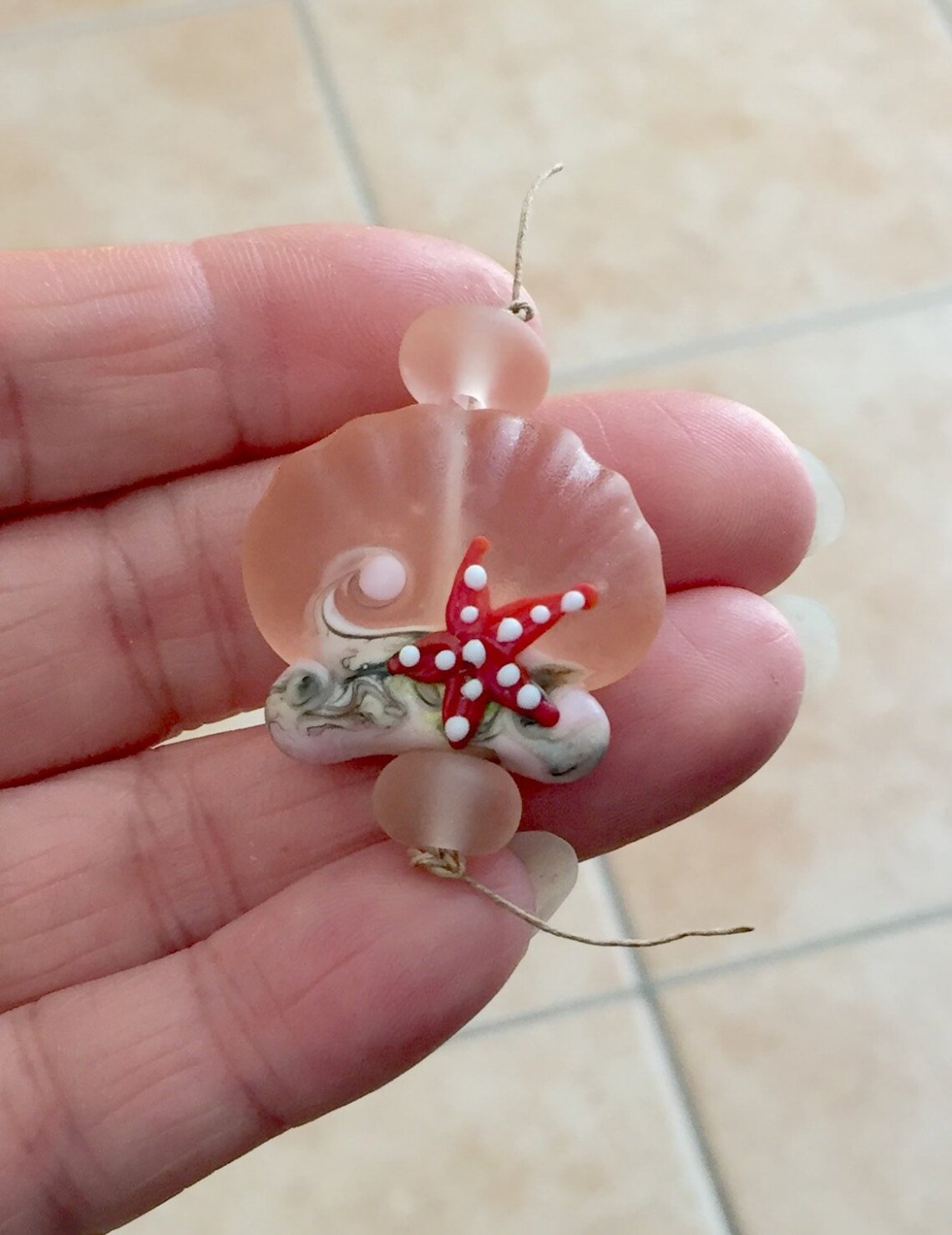 Sea Shell Bead Handmade Lampwork Glass Bead Marine Lampwork - Etsy