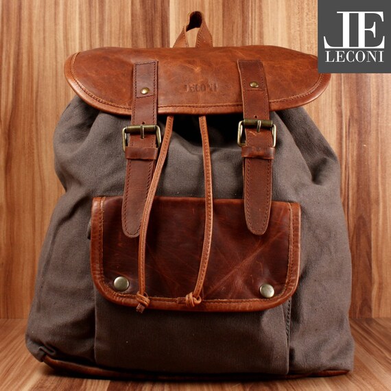 LECONI Backpack Women's Men's Leisure Backpack Genuine | Etsy