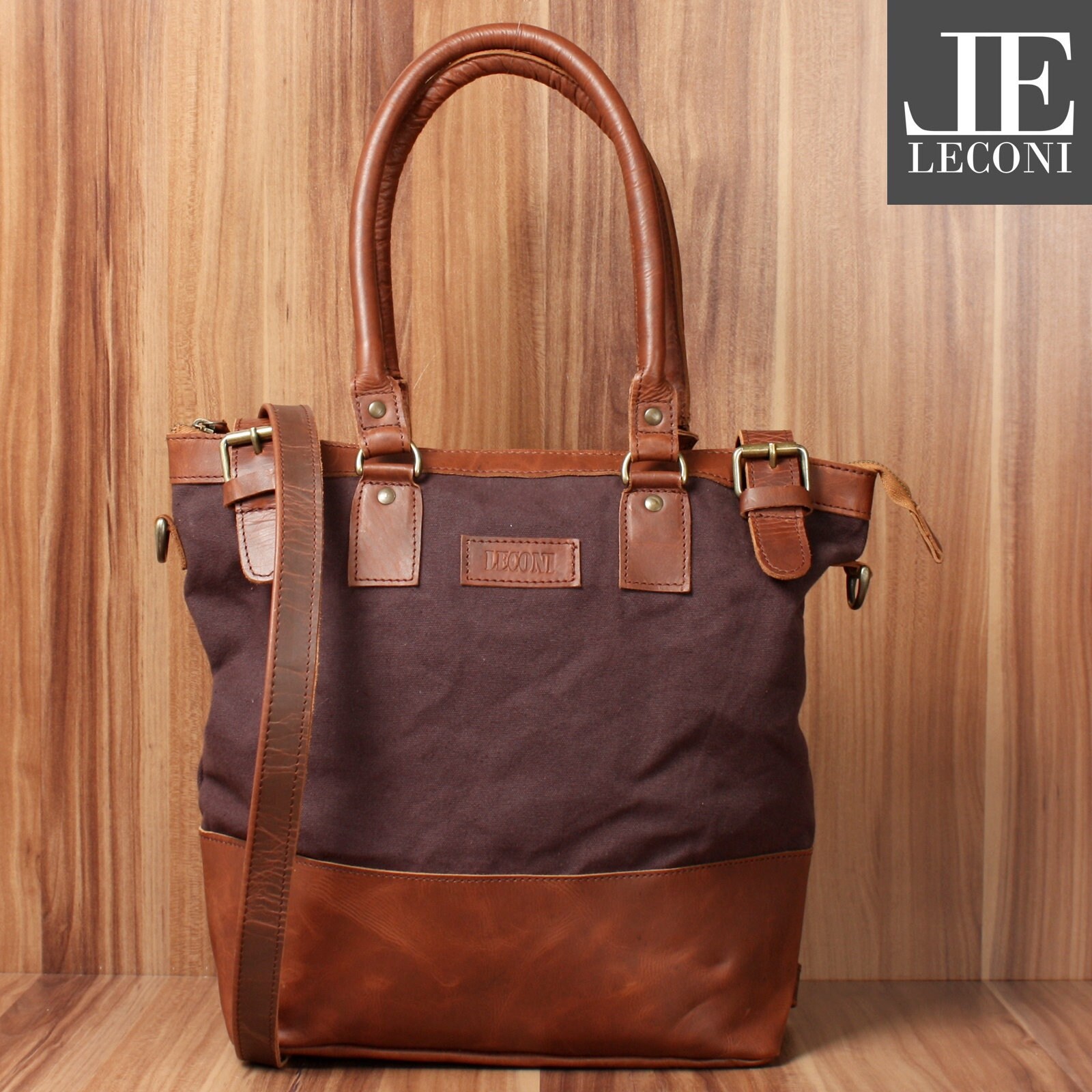 LECONI Shoulder bag Handbag small shopper genuine leather | Etsy