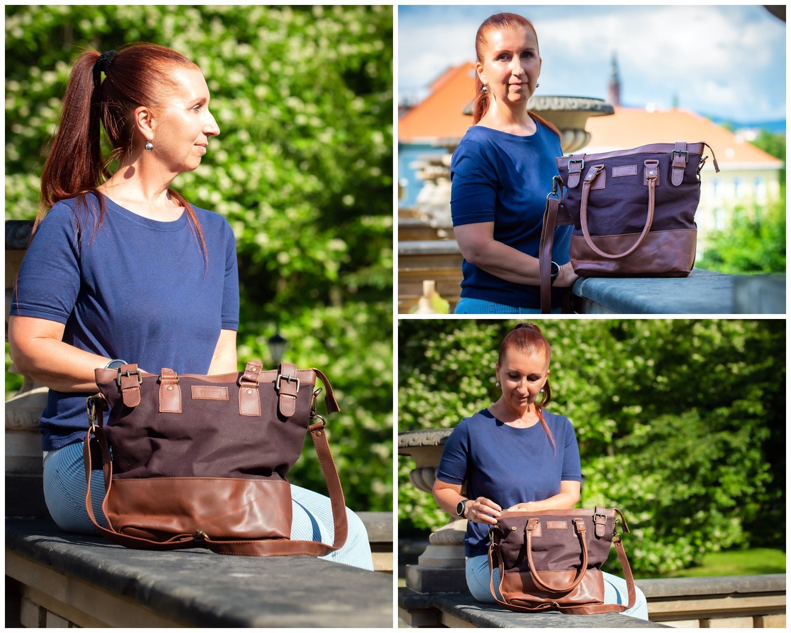 LECONI Shoulder bag Handbag small shopper genuine leather | Etsy