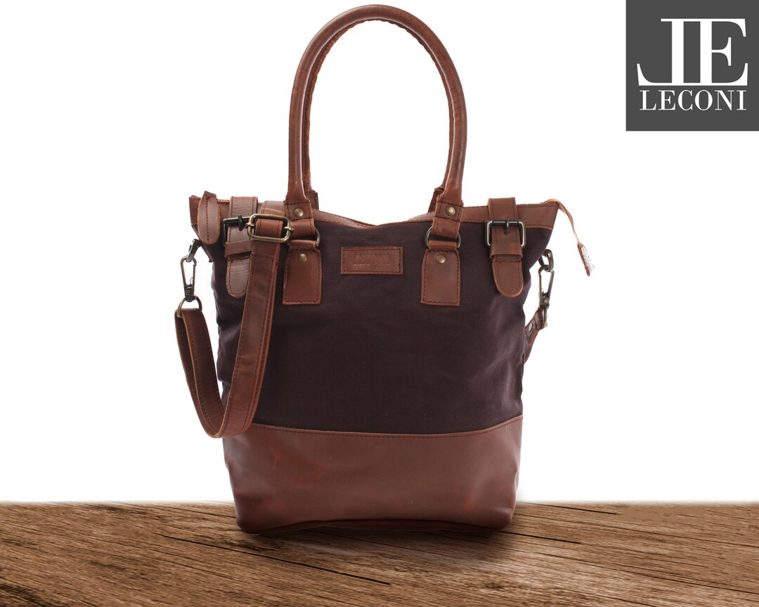 LECONI Shoulder Bag Handbag Small Shopper Genuine Leather - Etsy