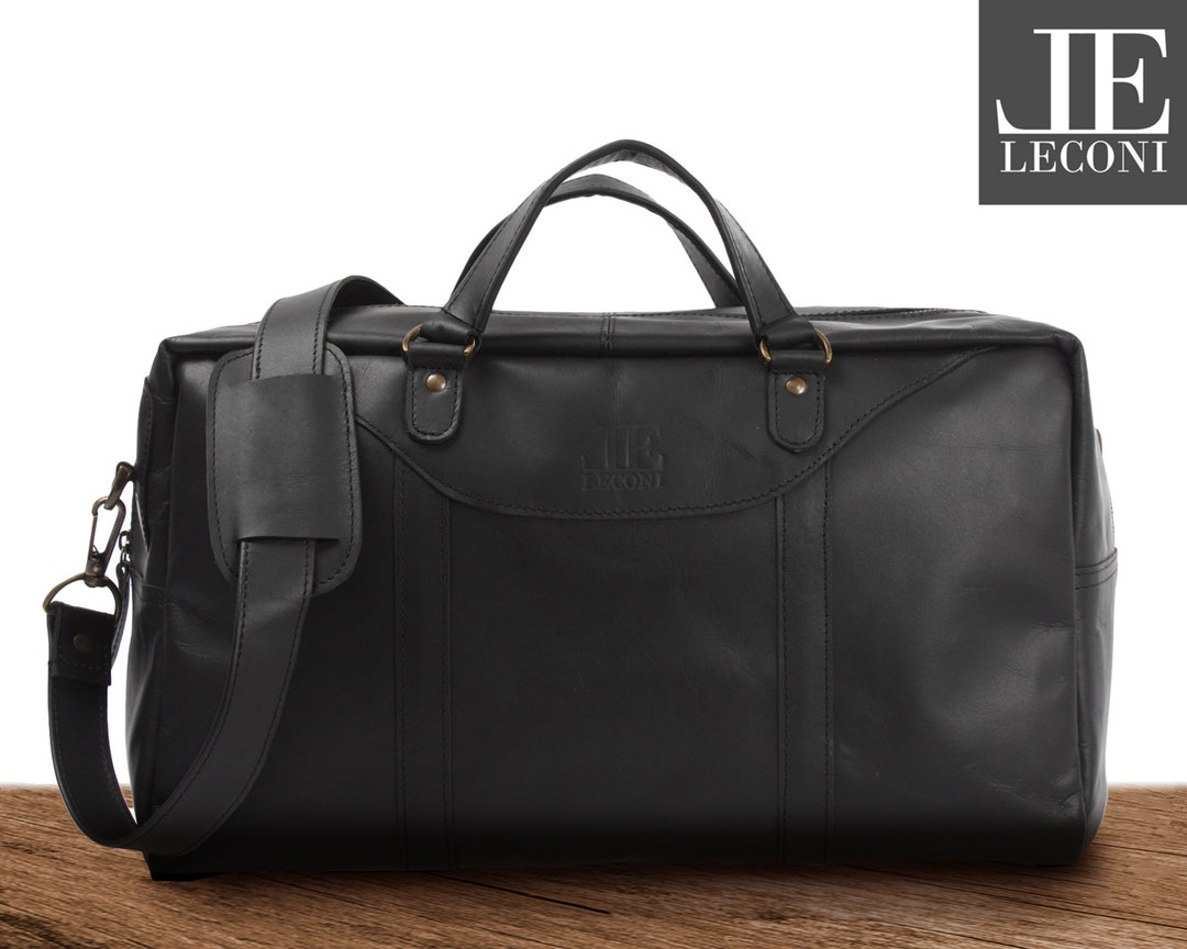 LECONI Small Travel Bag Leather Bag Weekender Hand Luggage - Etsy
