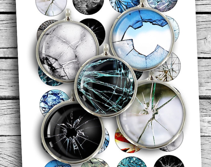 Broken Glass Digital Collage Sheet 20mm 30mm 25mm 1 - Etsy