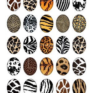 Animal Pattern Oval Printable Images 13x18mm 30x40mm 22x30mm 18x25mm ...