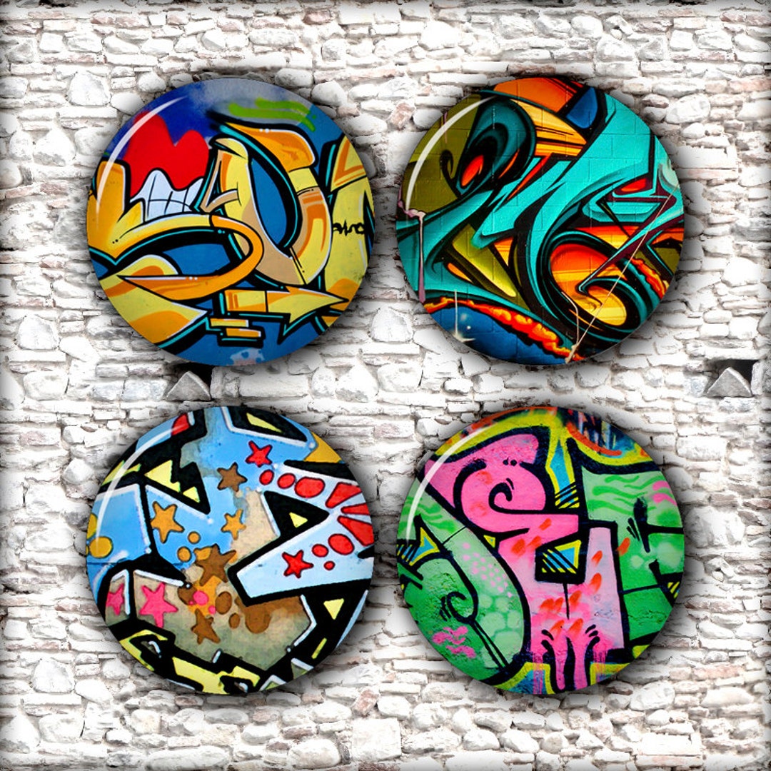 Graffiti Street Art Circle Digital Images 20mm 18mm 16mm 14mm 12mm for ...