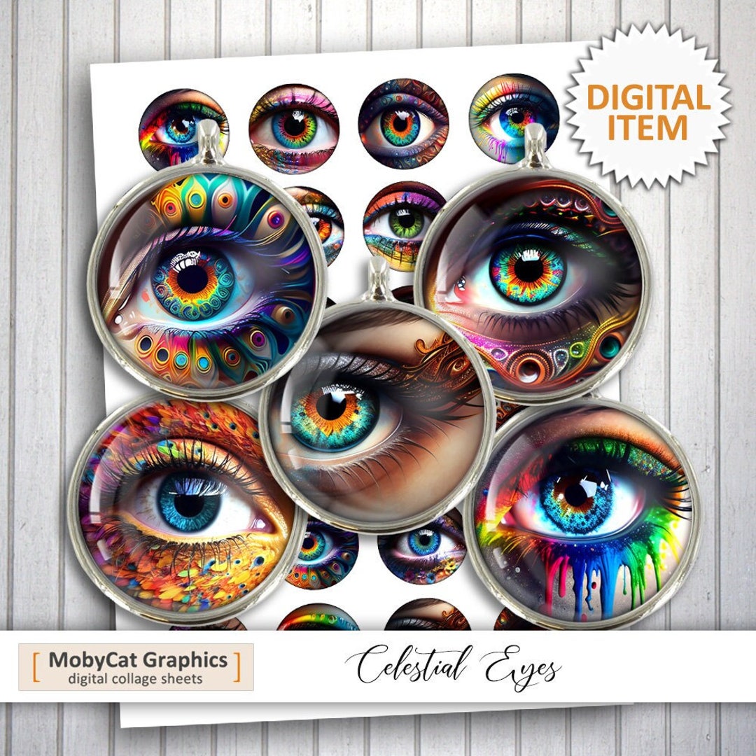 Celestial Eyes Digital Collage Sheets for Bottle Caps, Pendants ...
