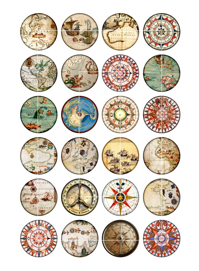 Printable Compass Rose 1 Inch 25 Mm 20mm 18mm 1.5 Inch Round - Etsy