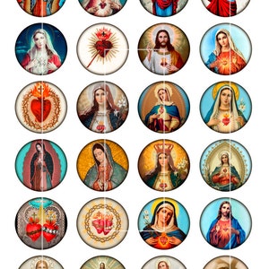 Religious Circles 18mm 20mm 25mm 1 Inch 1.5 Inch Sacred Heart Printable ...