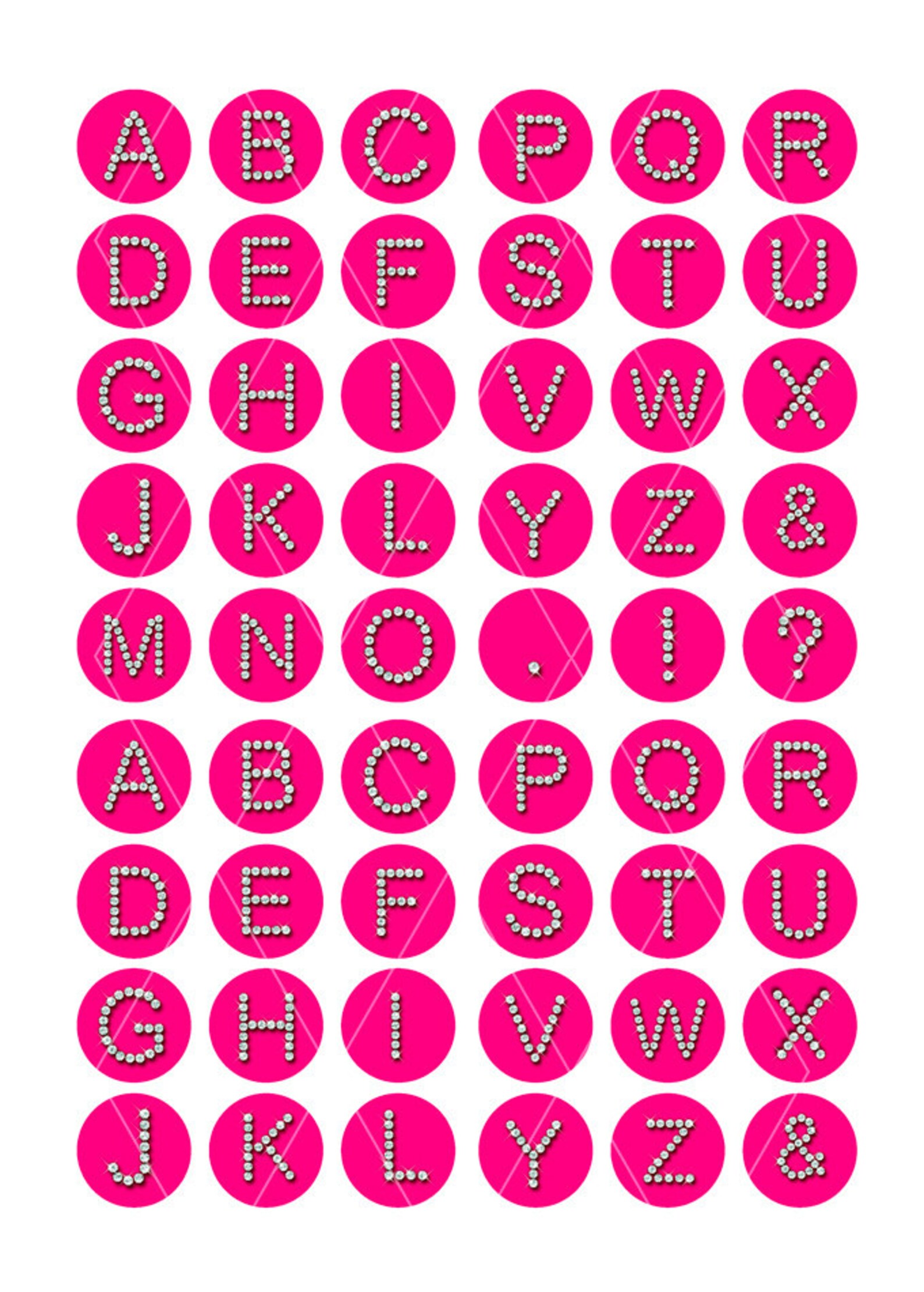 Bling Alphabet Letters Bottle cap images Printable Circle | Etsy