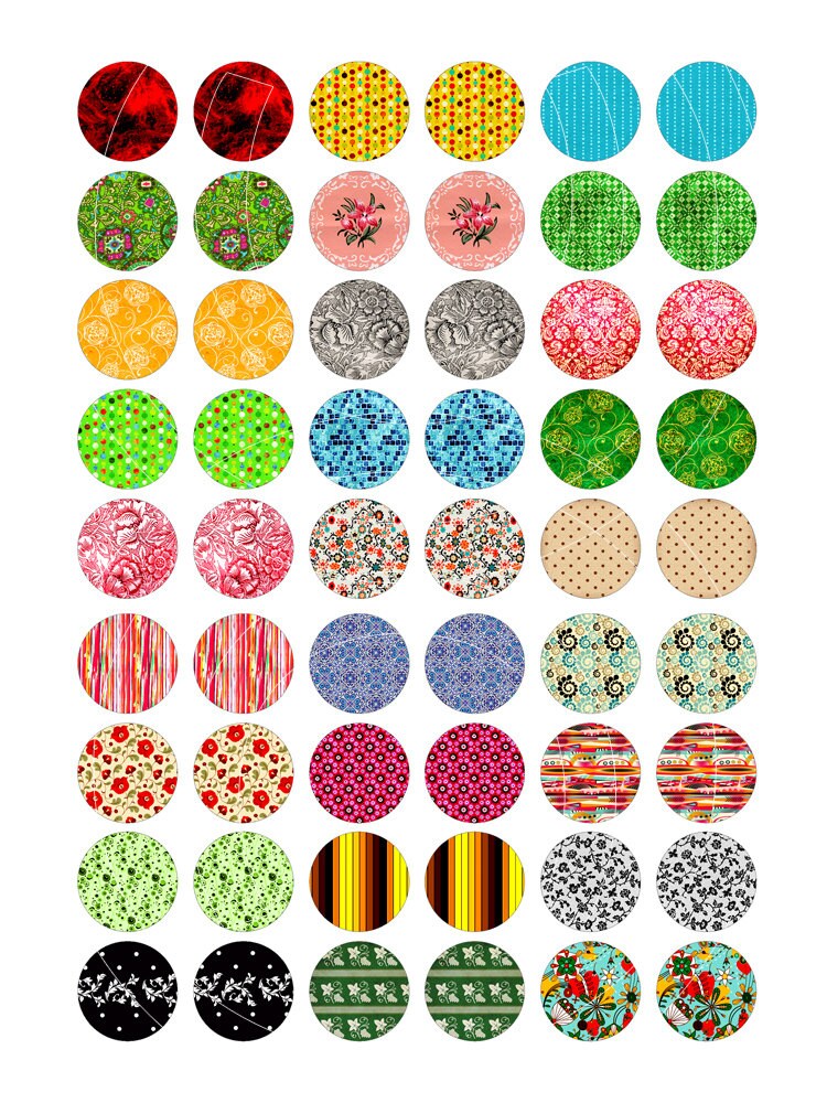 Colorful Seamless Patterns Digital Collage Sheet 18 Mm 1.5 - Etsy