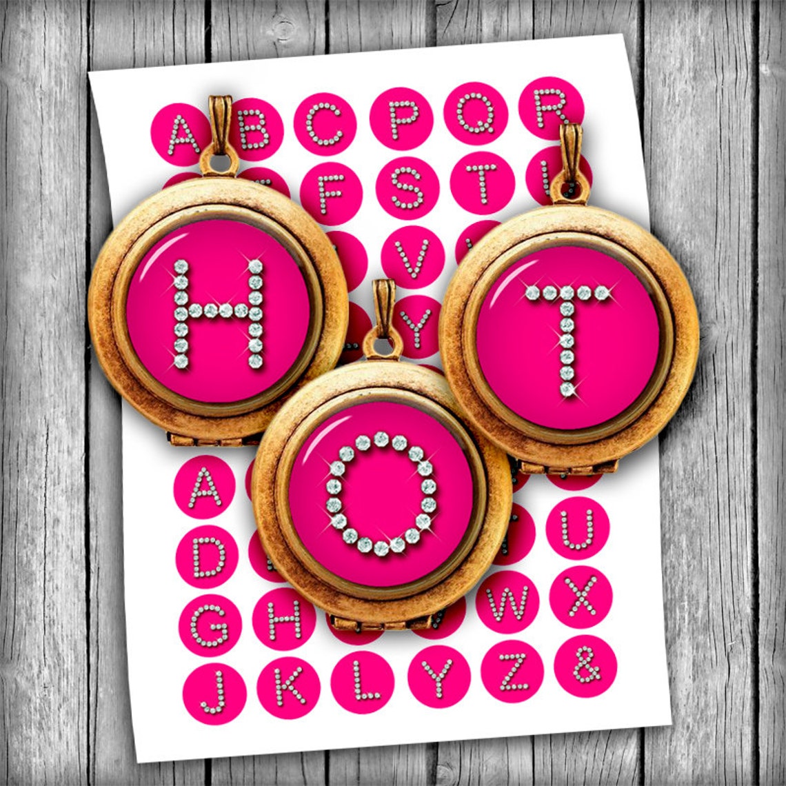 Bling Alphabet Letters Bottle cap images Printable Circle | Etsy