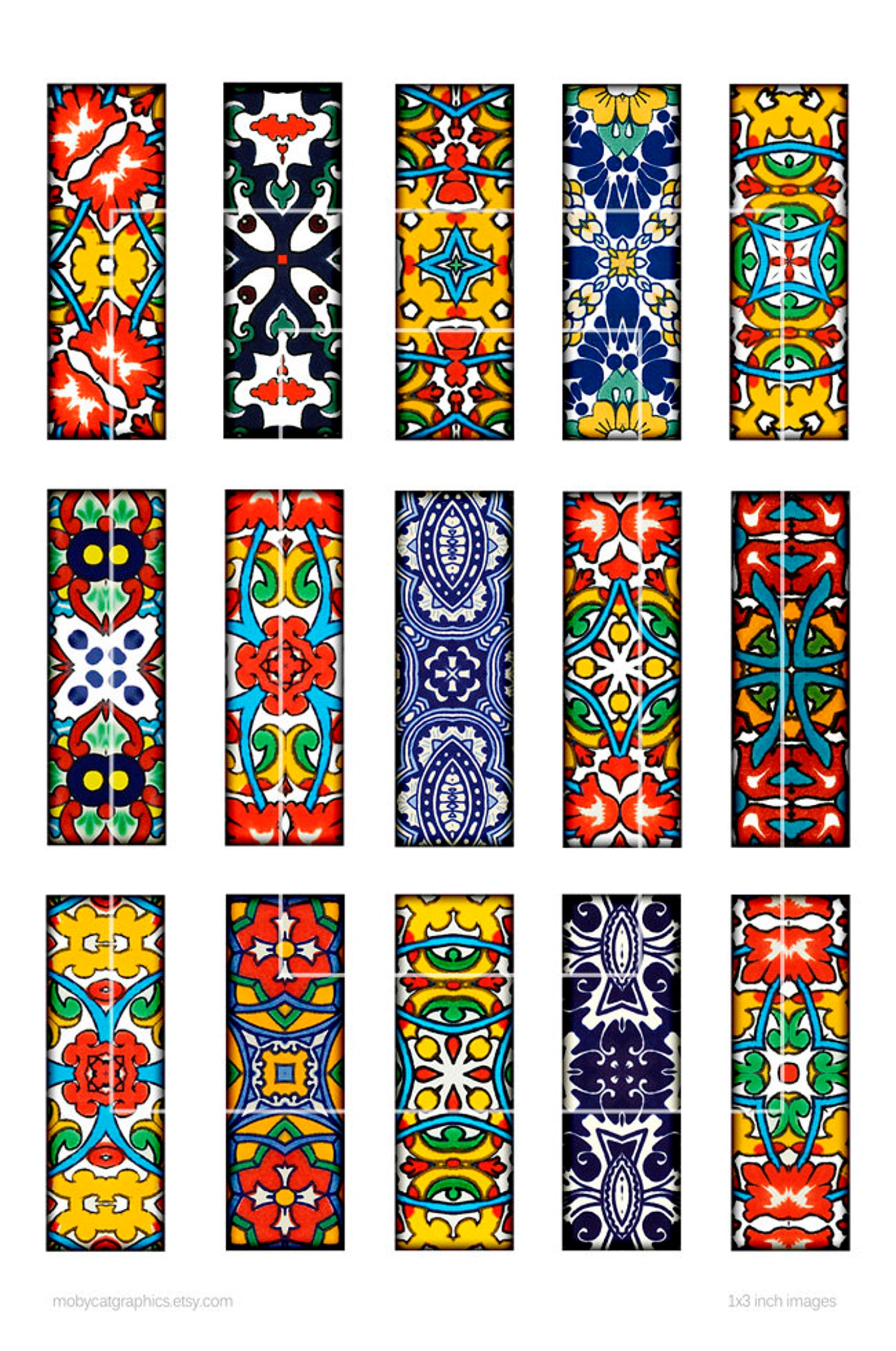 Antique Tiles 1x3 Inch 0.5x2 Inch Images Printable Digital Microslides ...