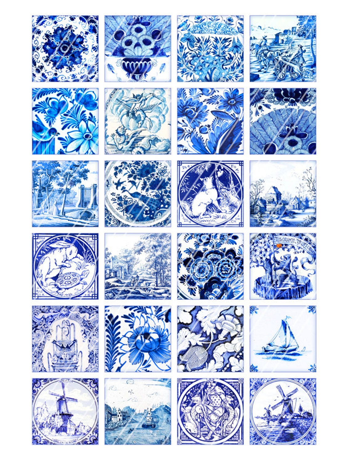 Delft Printable Squares 1.5 1 0.75x0.83 | Etsy