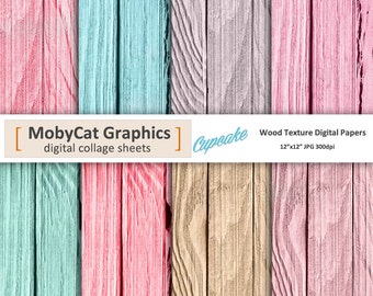 Wood Texture Digital Papers: 12x12 Scrapbook Backgrounds (digital ...