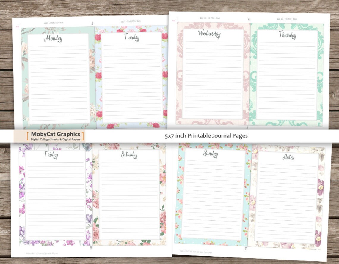 Shabby Printable Double Sided Journal Pages for | Etsy