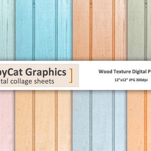 Wood Texture Digital Papers 12"x12" Pastel Shades Wood Digital Papers ...