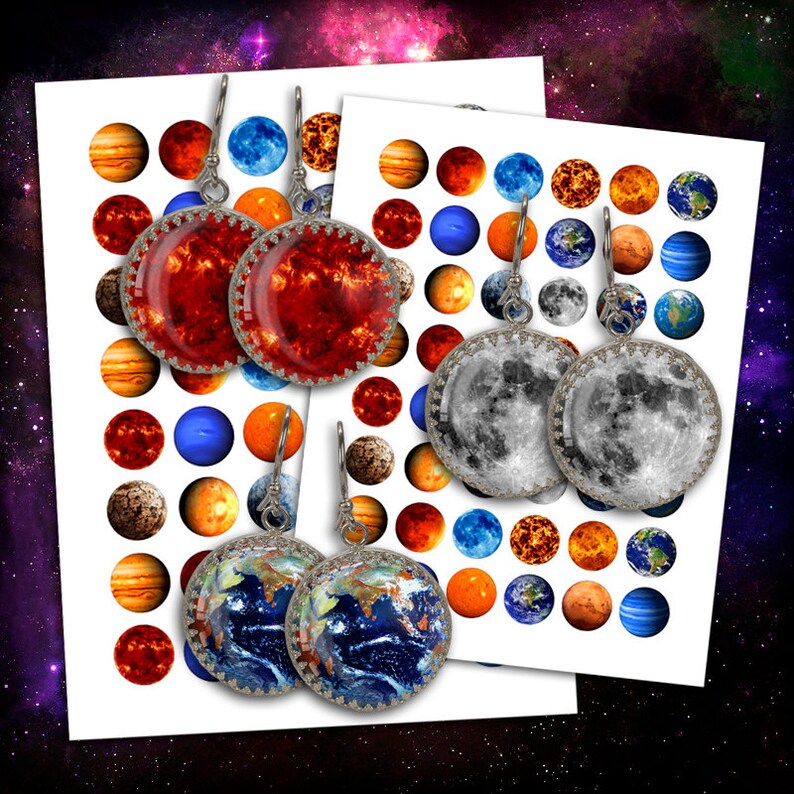 Digital Collage Sheet Planets Circles 8mm, 10mm, 12mm, 14mm 16 Mm for ...