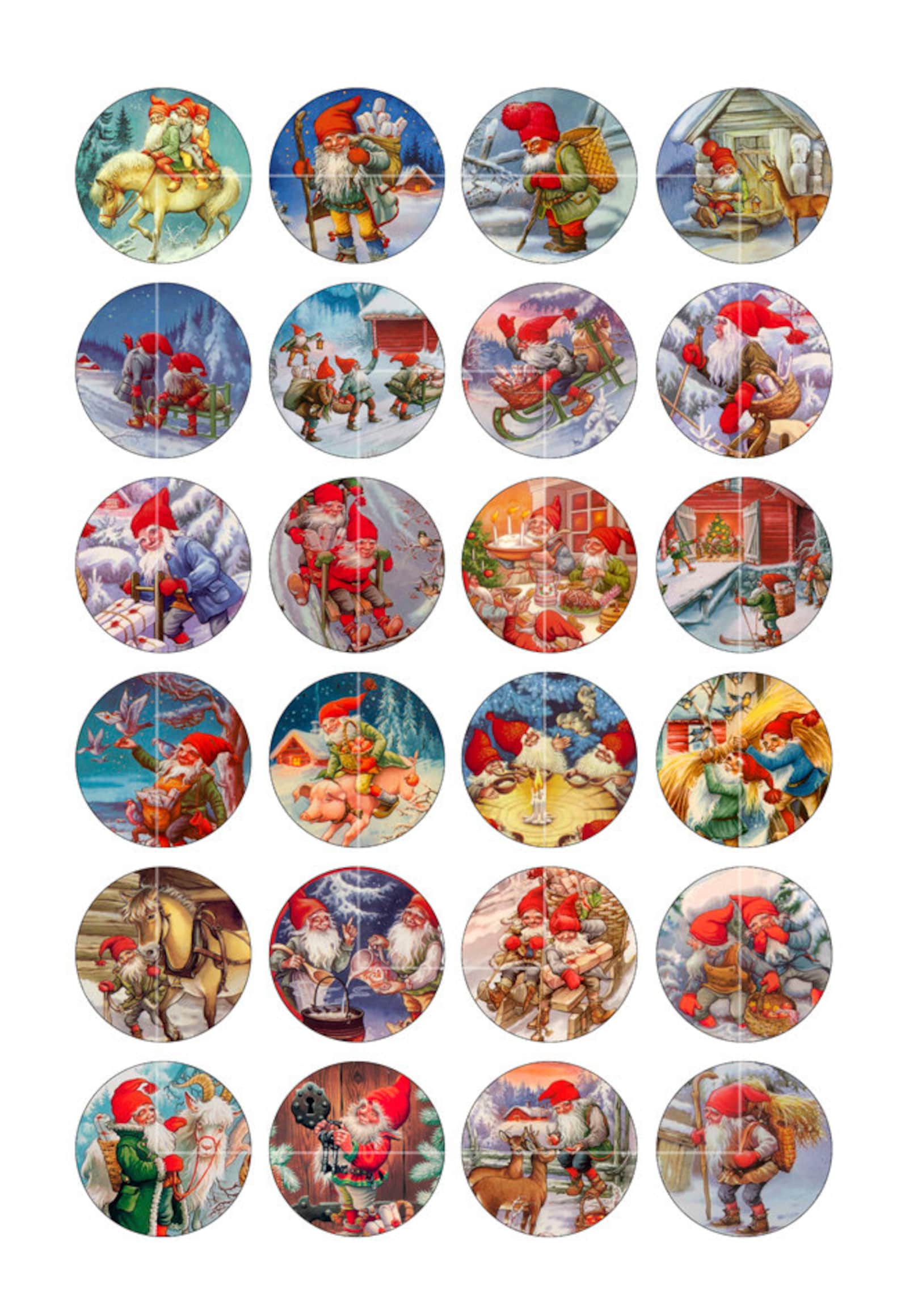 Christmas Dwarfs 20mm 25mm 1 Inch 1.5 Inch Printable Circle Images ...
