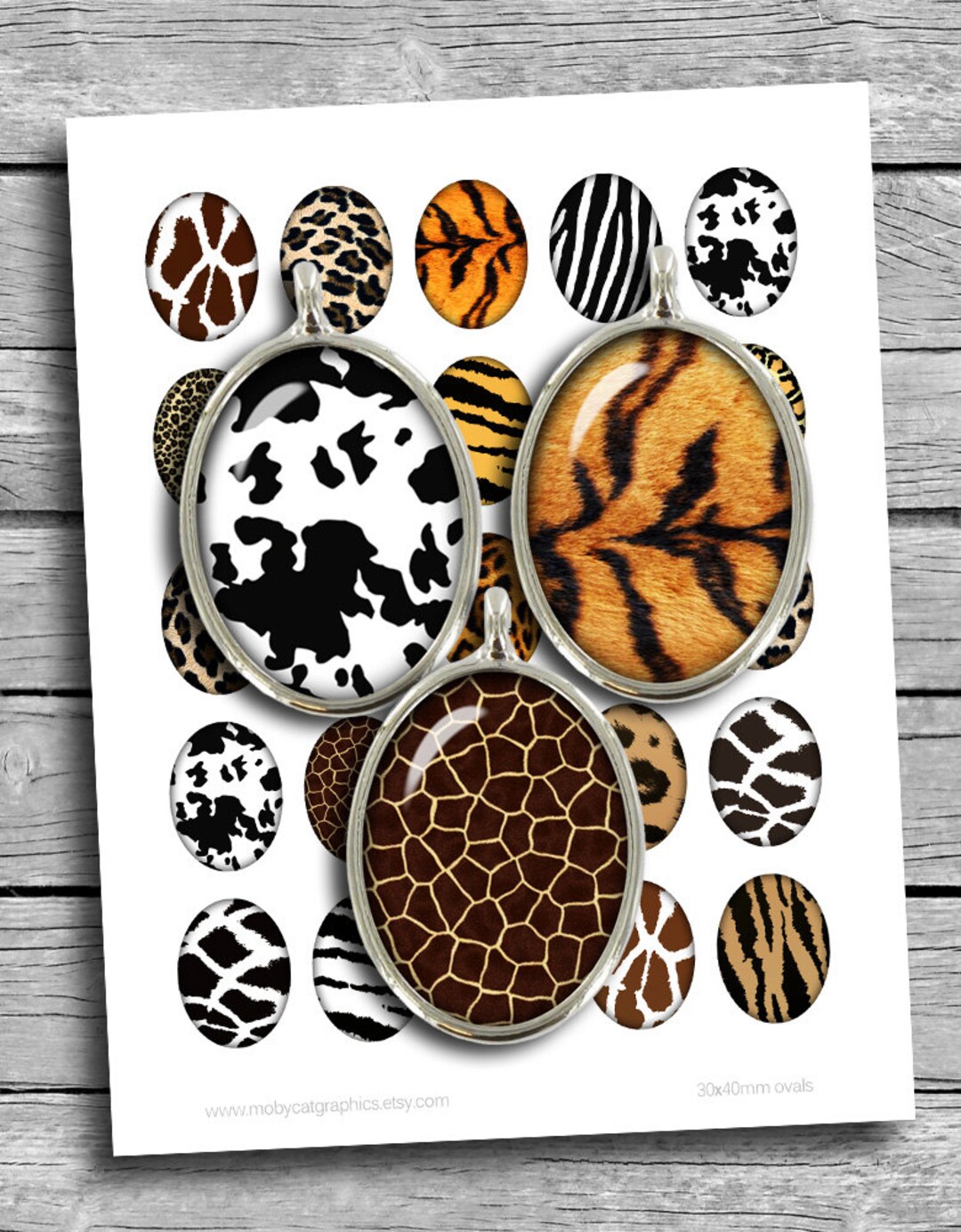 Animal Pattern Oval Printable Images 13x18mm 30x40mm 22x30mm 18x25mm ...
