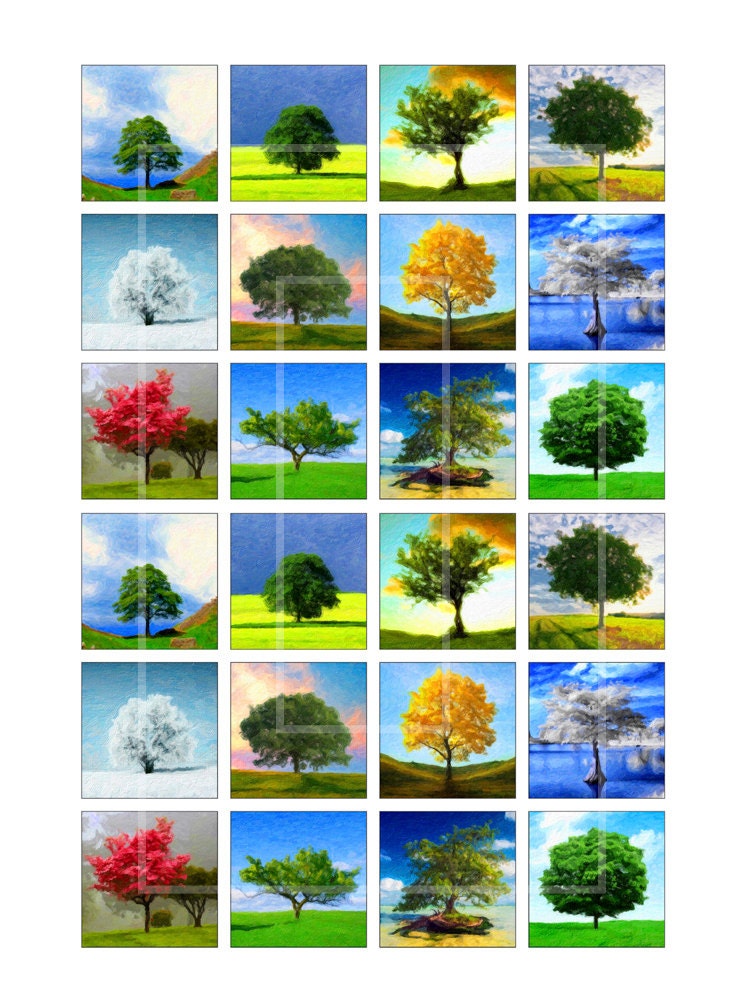Trees 1x1 Inch 1.5x1.5 Inch Square Images Printable Tree - Etsy