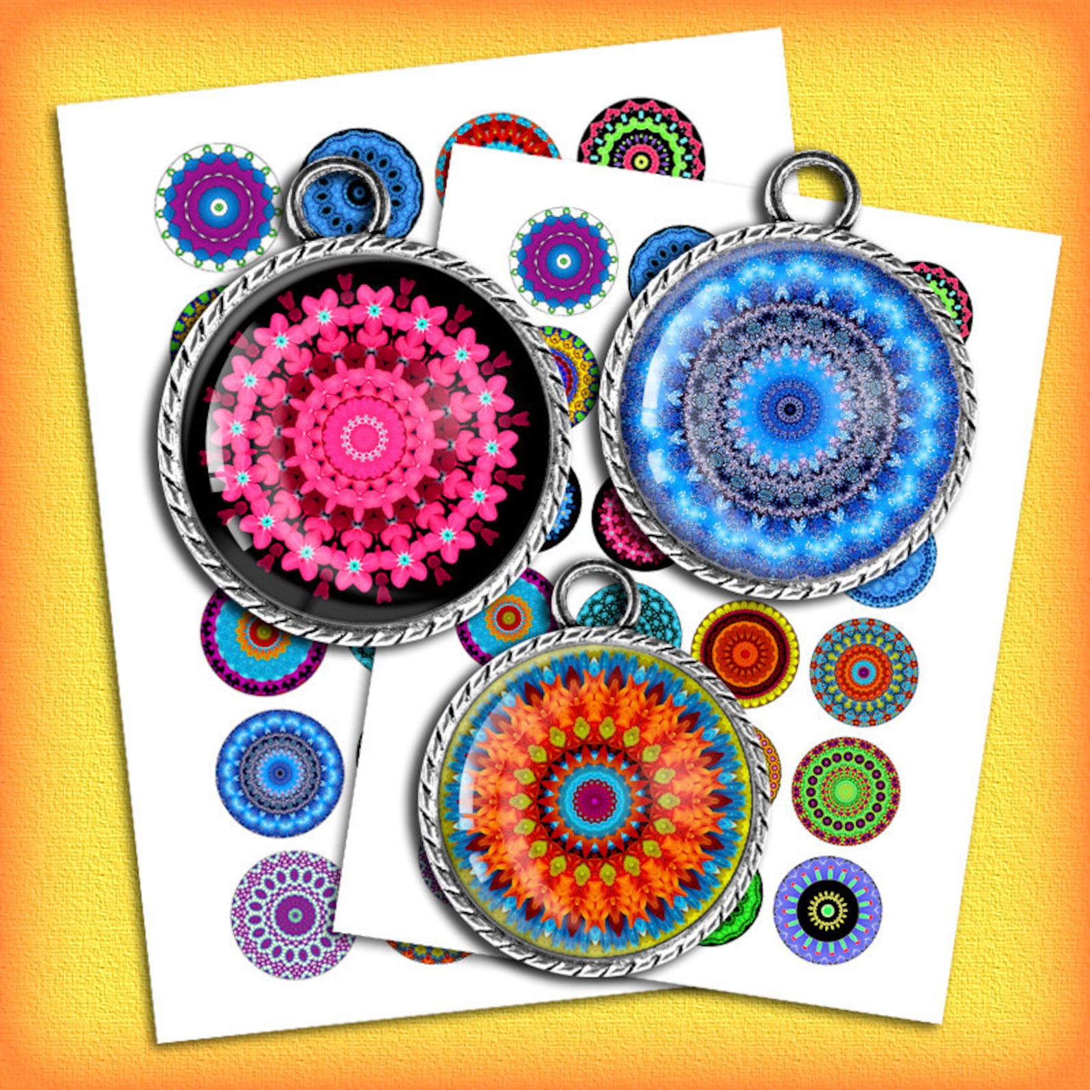 Mandala Digital Collage Sheet Circle Printable Images - Etsy