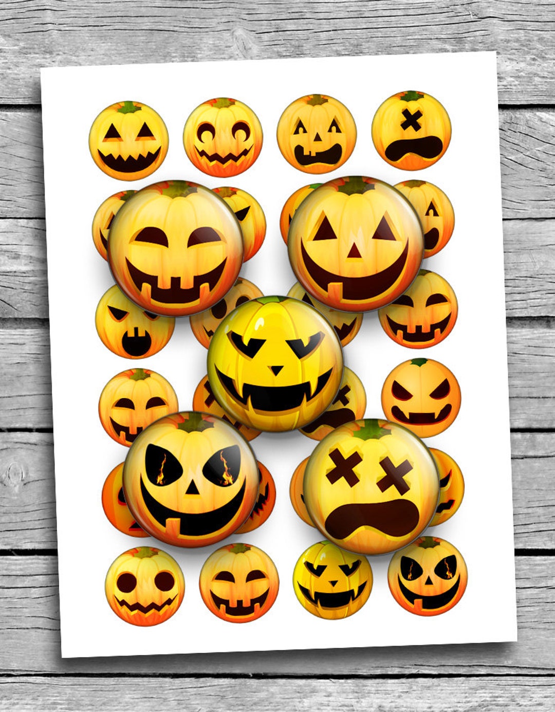 Pumpkin Faces Digital Collage Sheet 12 Mm 35mm 30mm 1.5" 1" Halloween ...