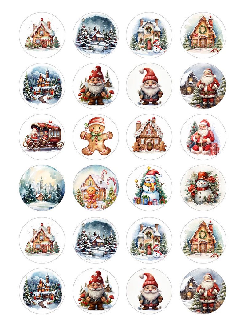 Christmas Magic Digital Collage Sheets Printable Circle Images 1 Inch 1 ...