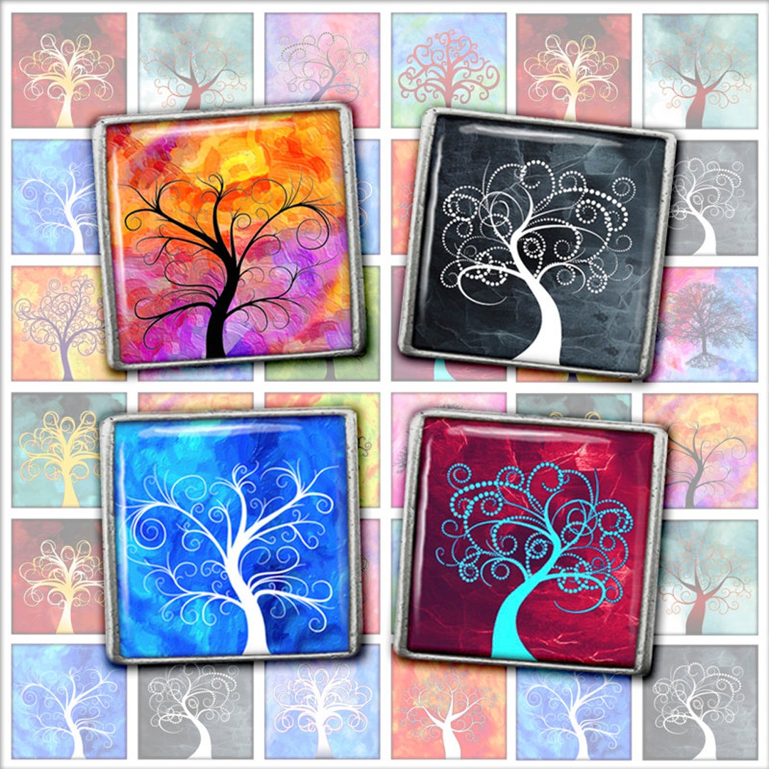 Tree of Life Square Images 1 Inch, 1.5 Inch Printables for Scrapbooking ...