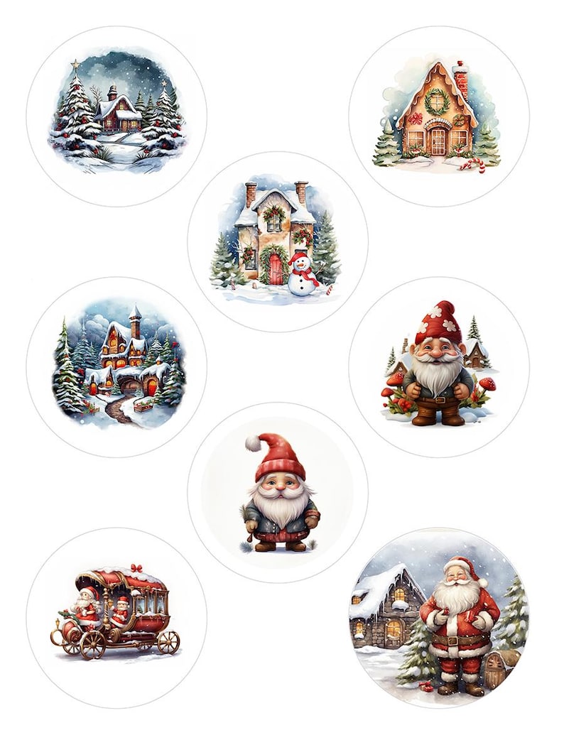 Christmas Magic Digital Collage Sheets Printable Circle Images 1 Inch 1 ...
