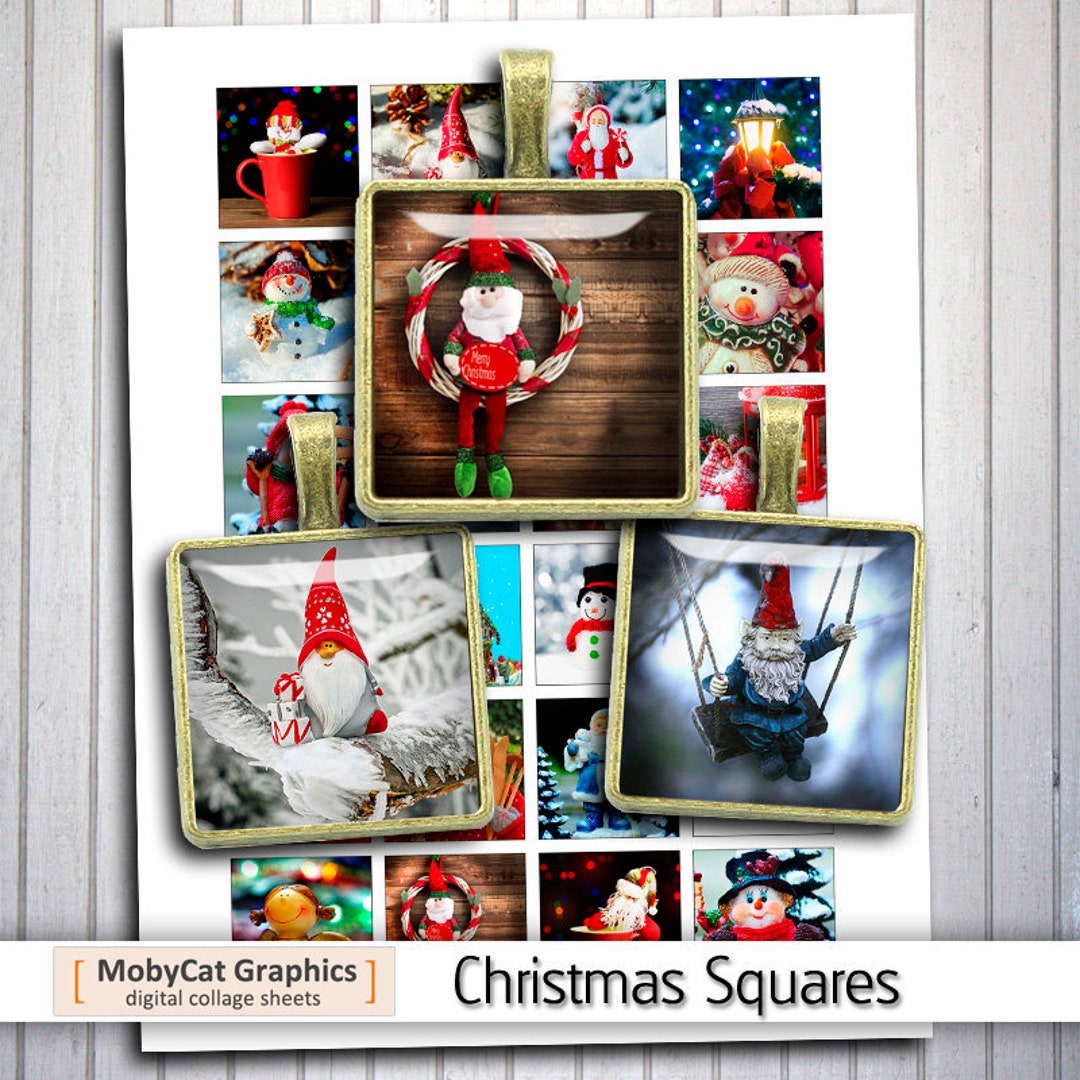 1x1 Inch 1.5x1.5 Inch Christmas Printable Square Images for Jewelry ...