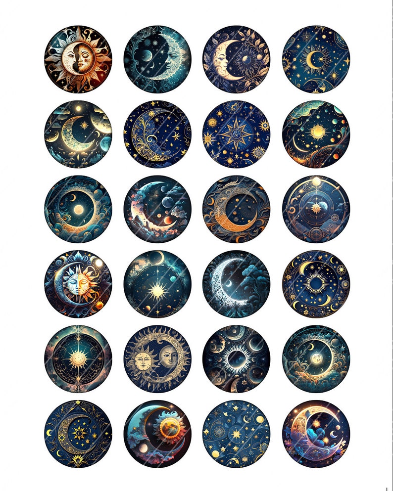 Celestial Symbols Printable Download 12mm 14mm 16mm 18mm 20mm - Etsy