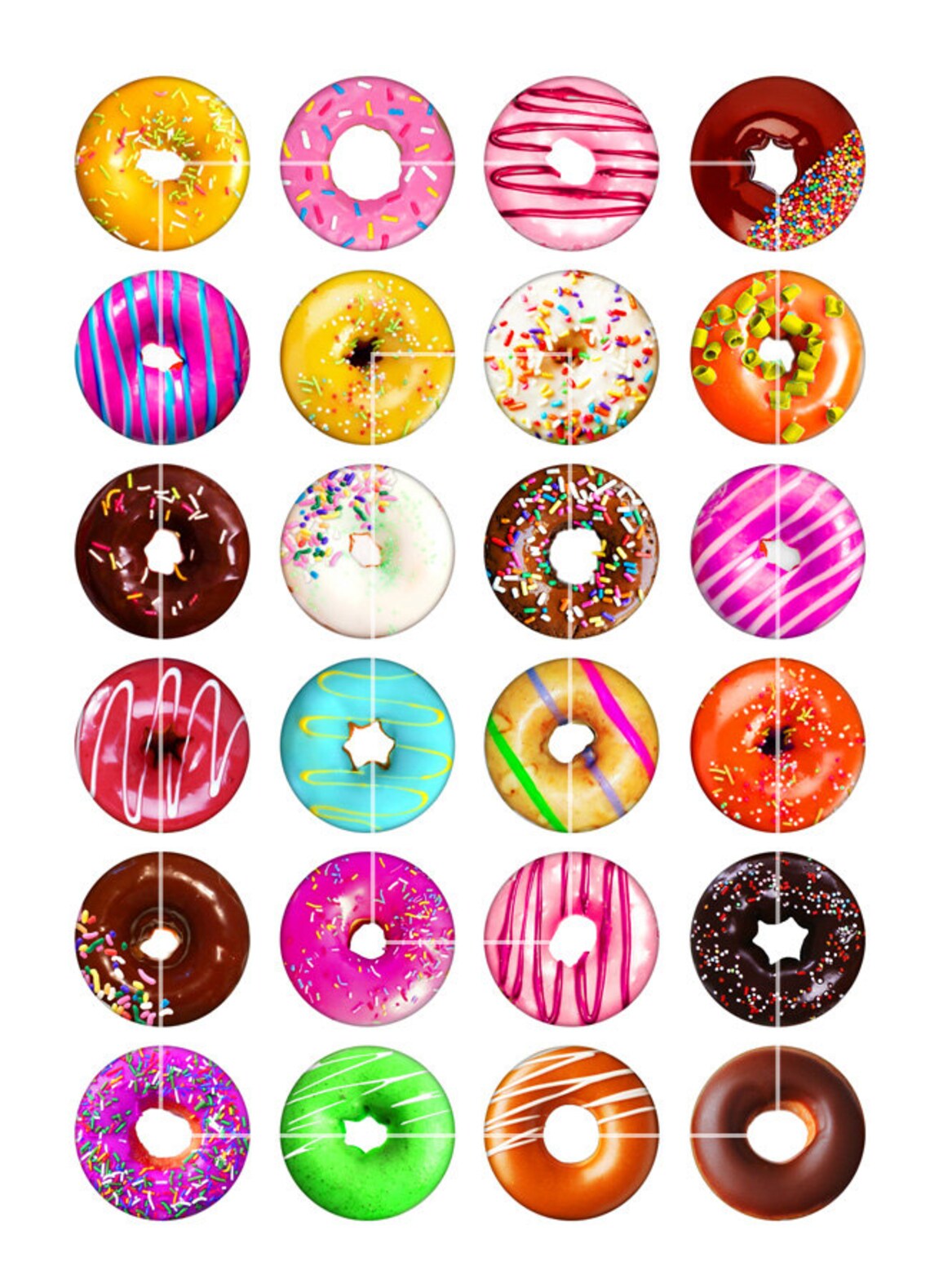 Donuts Printable Round Images 18mm 25mm 1.5" 1" 30mm for Cabochons ...