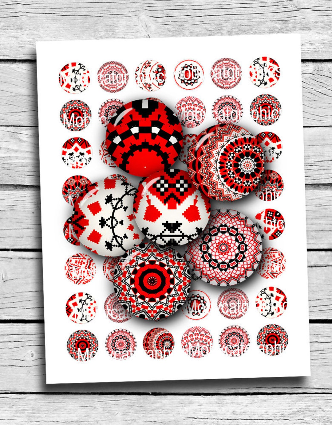 Folk Patterns 20mm 25mm 1 Inch Printable Images for Bottlecaps Pendants ...