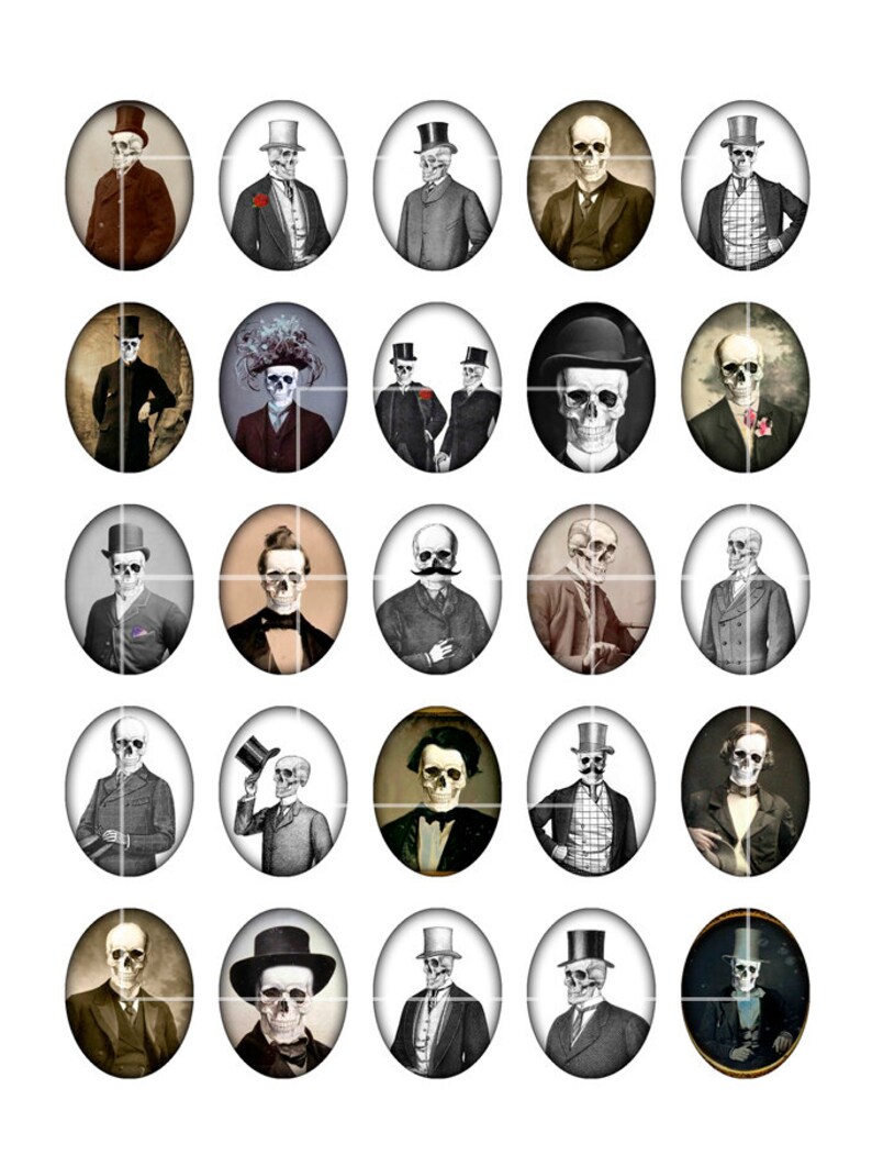 Skeleton Gentleman Oval Images 30x40mm 22x30mm 18x25mm for - Etsy