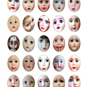 Doll Faces Oval Images 13x18mm 18x25mm 22x30mm 30x40mm Digital ...