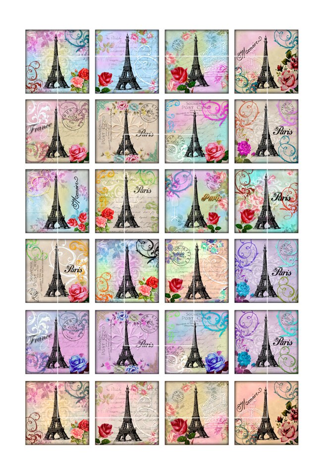 Paris Printable Images .75x.83 Inch 1.5x1.5 Inch 1x1 Inch - Etsy