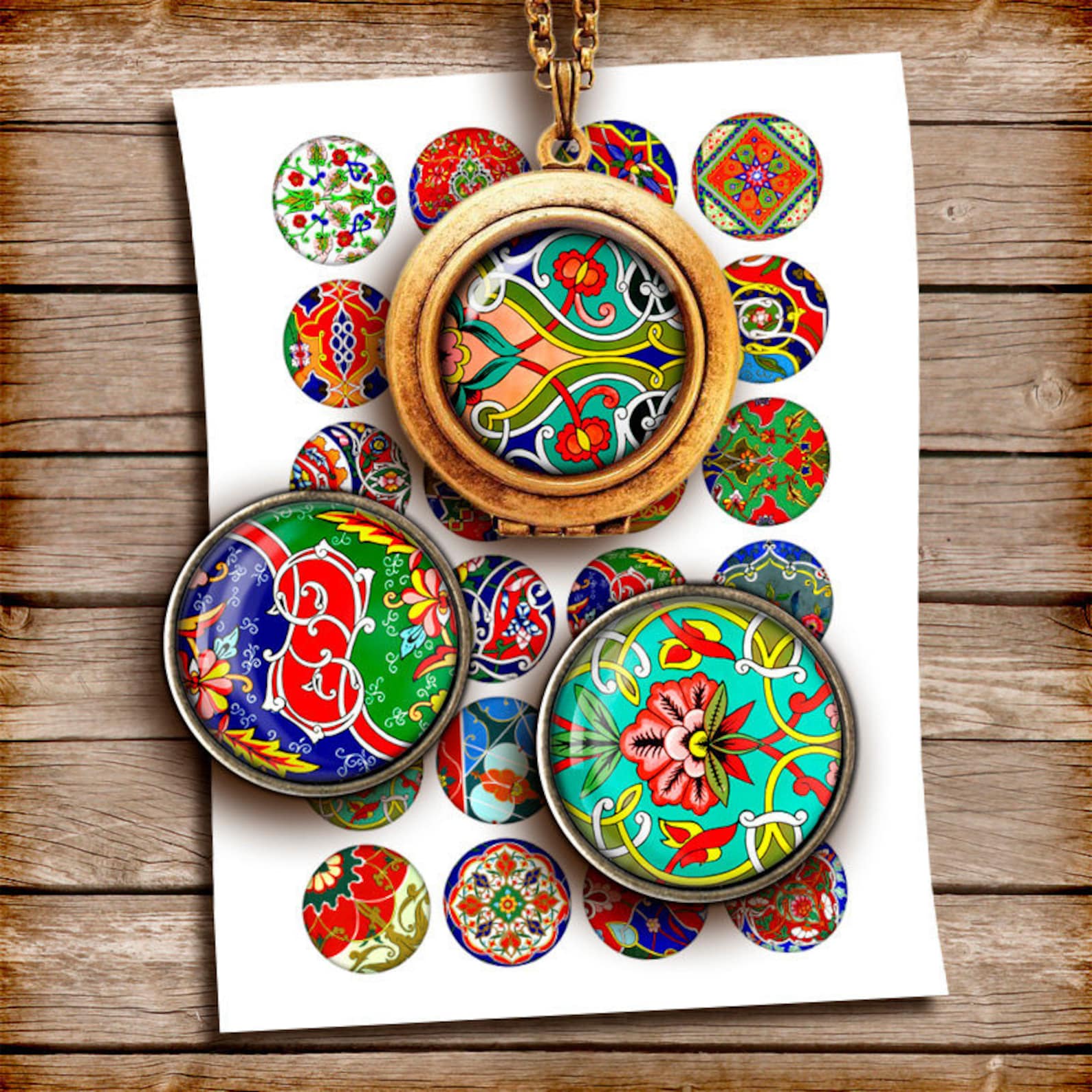 Folk Art Circles 10mm 12mm 14mm 16mm Printable Images for - Etsy