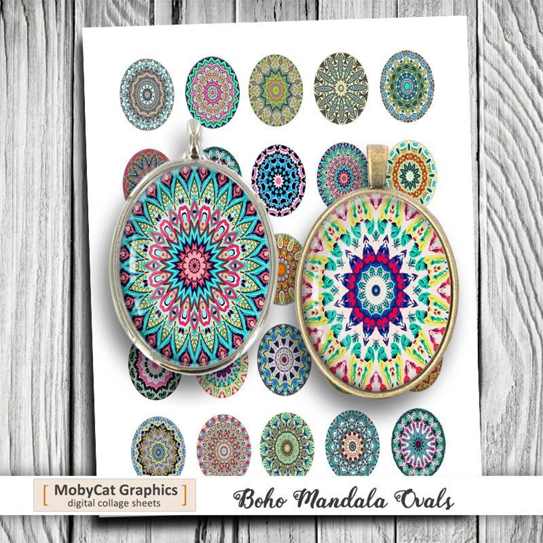 Boho Mandala Oval Images 30x40mm 20x30mm 18x25mm 13x18mm for Jewelry ...