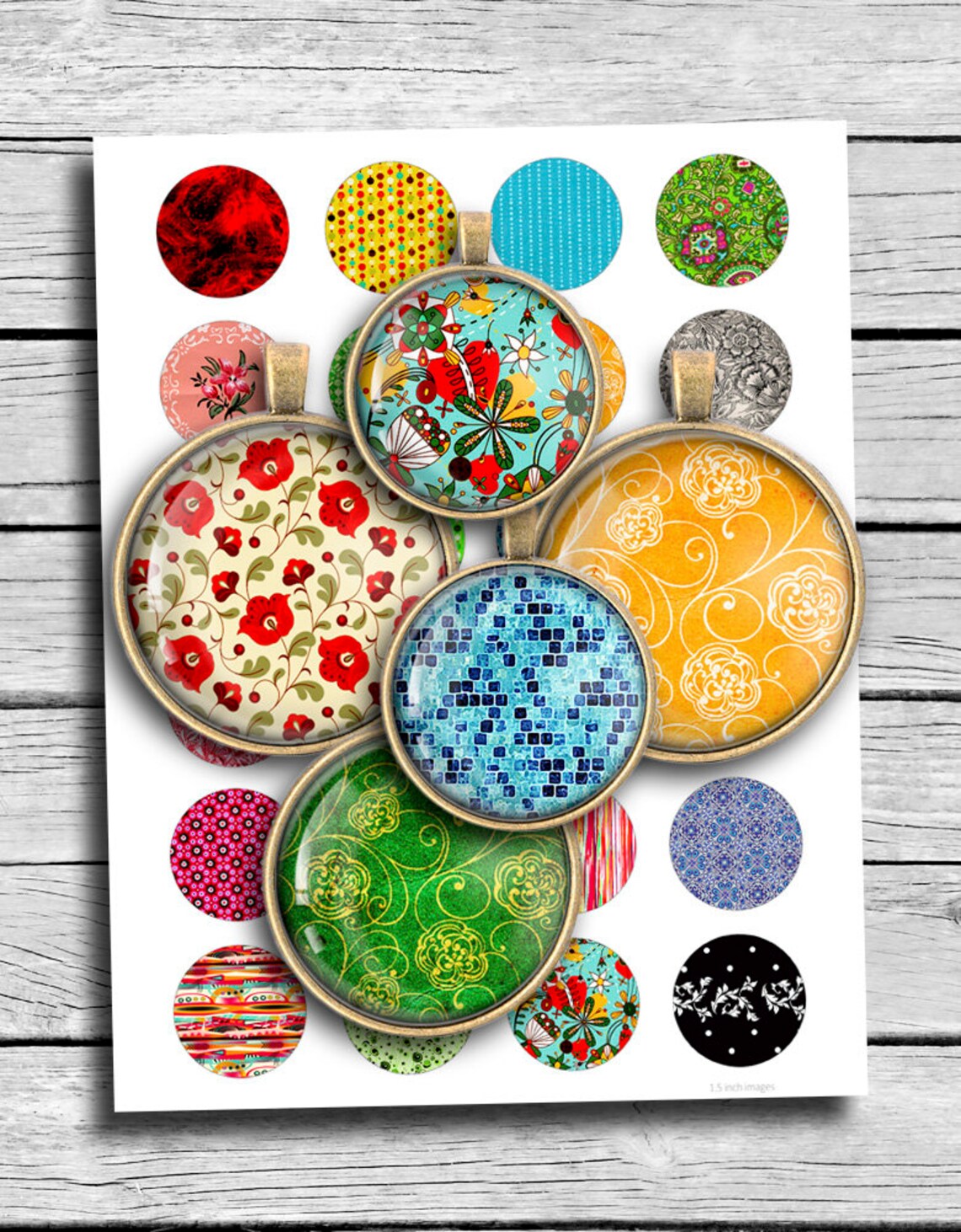 Colorful Seamless Patterns Digital Collage Sheet 18 Mm 1.5 - Etsy