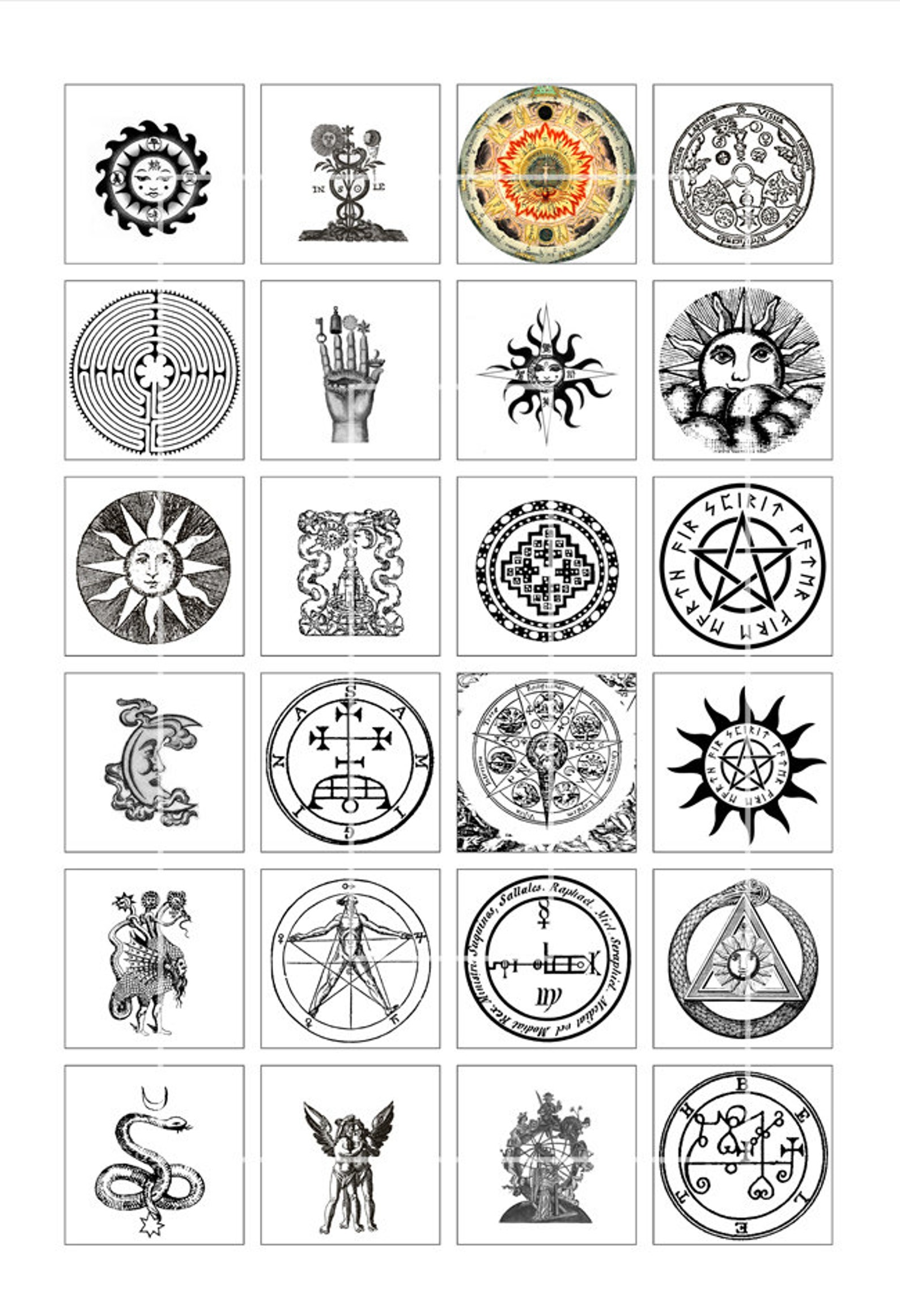 Pagan Alchemy Symbols Square Images 1x1 Inch 1.5x1.5 Inch for | Etsy