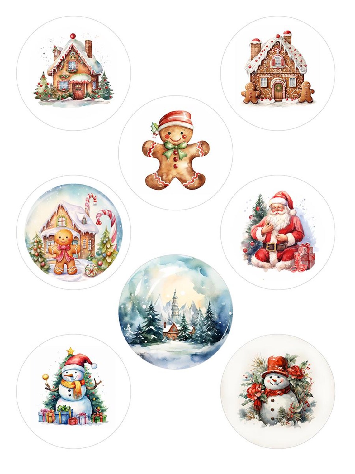 Christmas Magic Digital Collage Sheets Printable Circle Images 1 Inch 1 ...