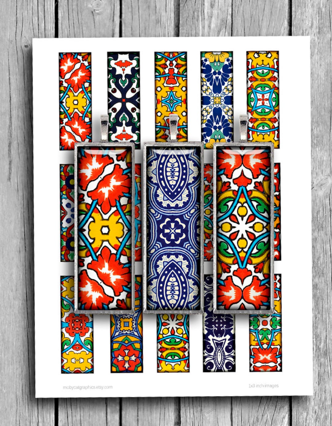 Antique Tiles 1x3 Inch 0.5x2 Inch Images Printable Digital Microslides ...