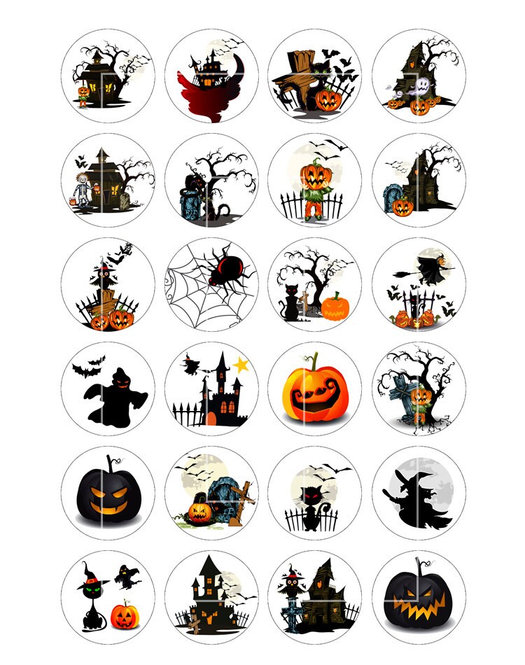 Halloween Bottle Cap Images 1.5 Inch 1 Inch Printable Images - Etsy
