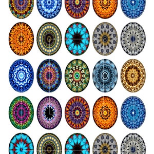 Digital Collage Sheet - Mandala Designs Oval Images 30x40mm 18x25mm ...