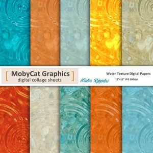 Water Texture Ripples Digital Papers 12"x12" Scrapbooking Papers for ...