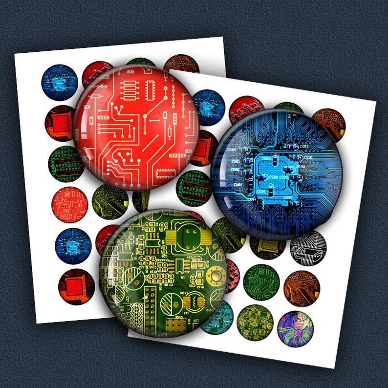 Circuit Board Digital Collage Sheet 0.5 Inch 12mm 14mm 16mm - Etsy